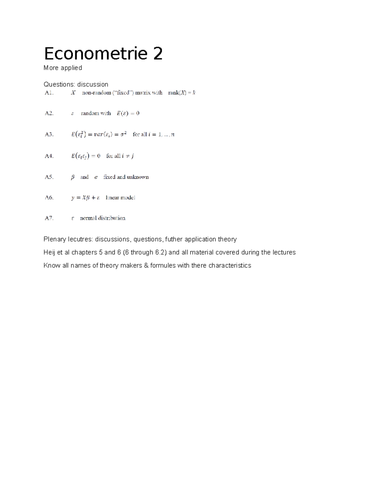 Econometrie 2 aantekeningen videos en boek - Econometrie 2 More applied Questions: discussion ...