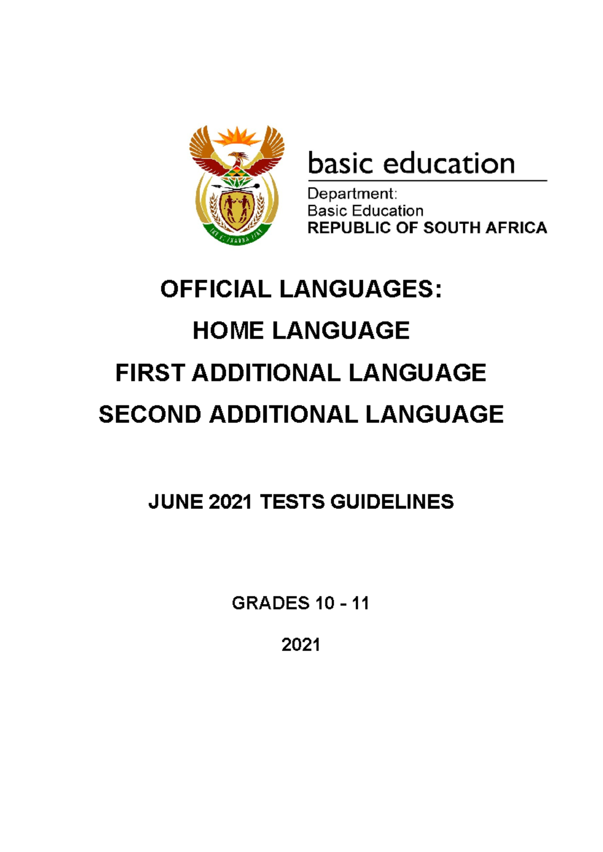 June 2021 Controlled Test Guidelines HL FAL SAL 23 March 2021 ...