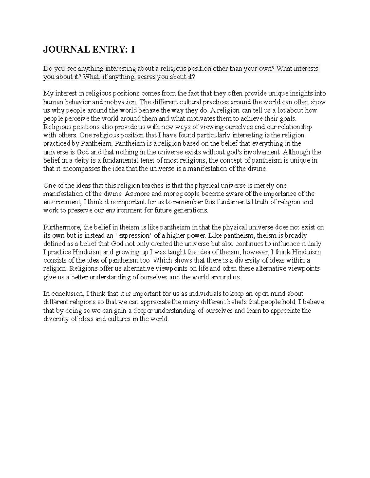 Module 2 Journal Entry - JOURNAL ENTRY: 1 Do you see anything ...