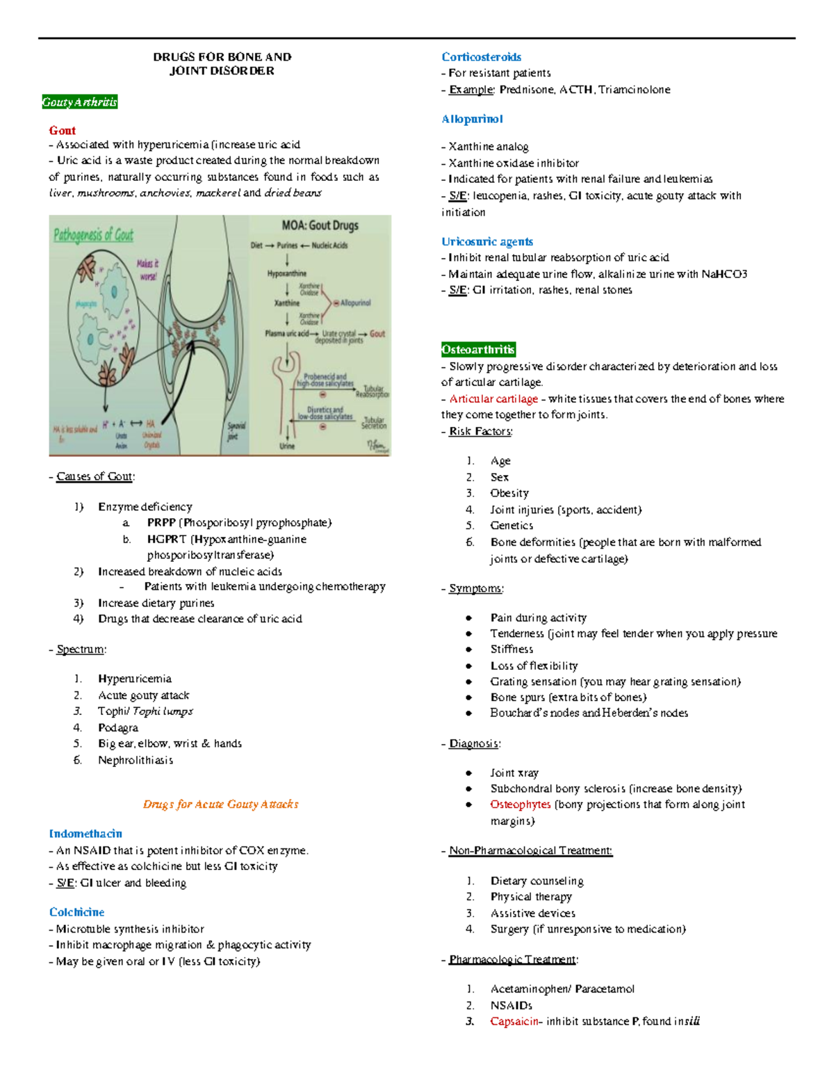 Drugs for Bone and Joint Disorder - PHARMA - Harvard - Studocu