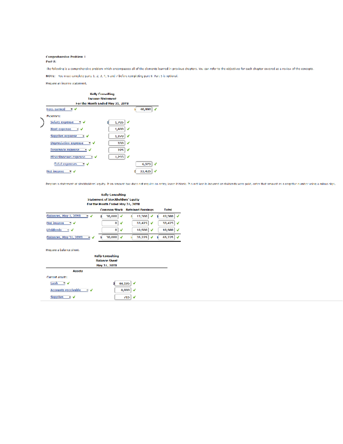 Comprehensive Problems Parts 8-10 - Comprehensive Problem 1 Part 8: The following is a ...