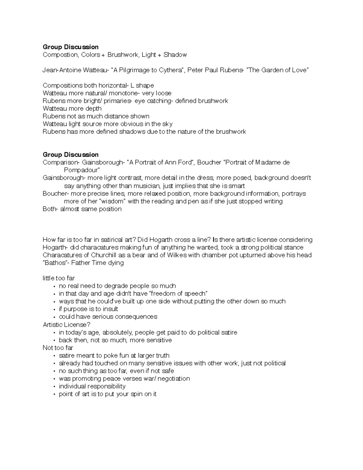 Class #12 - Lecture notes 1 - Group Discussion Compostion, Colors ...