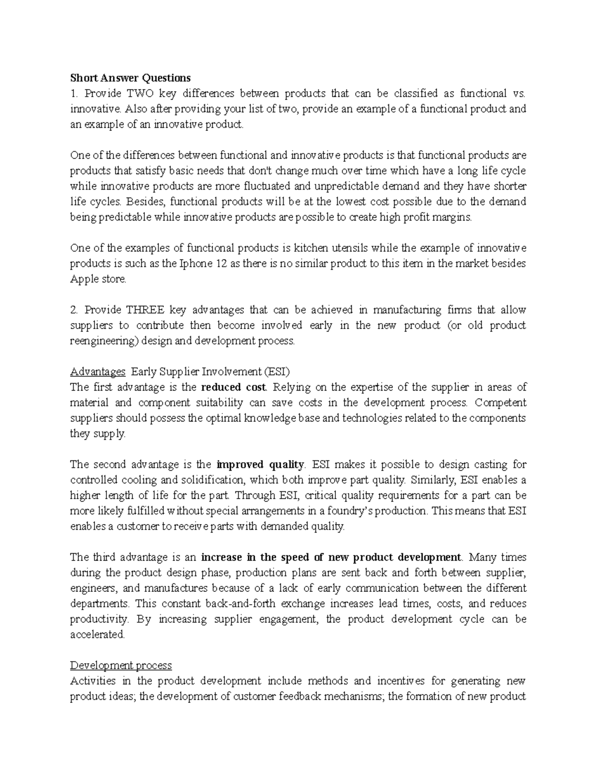 Scm Tutorial 4 True False Objective And Essay Questions Essay Questions The Organization