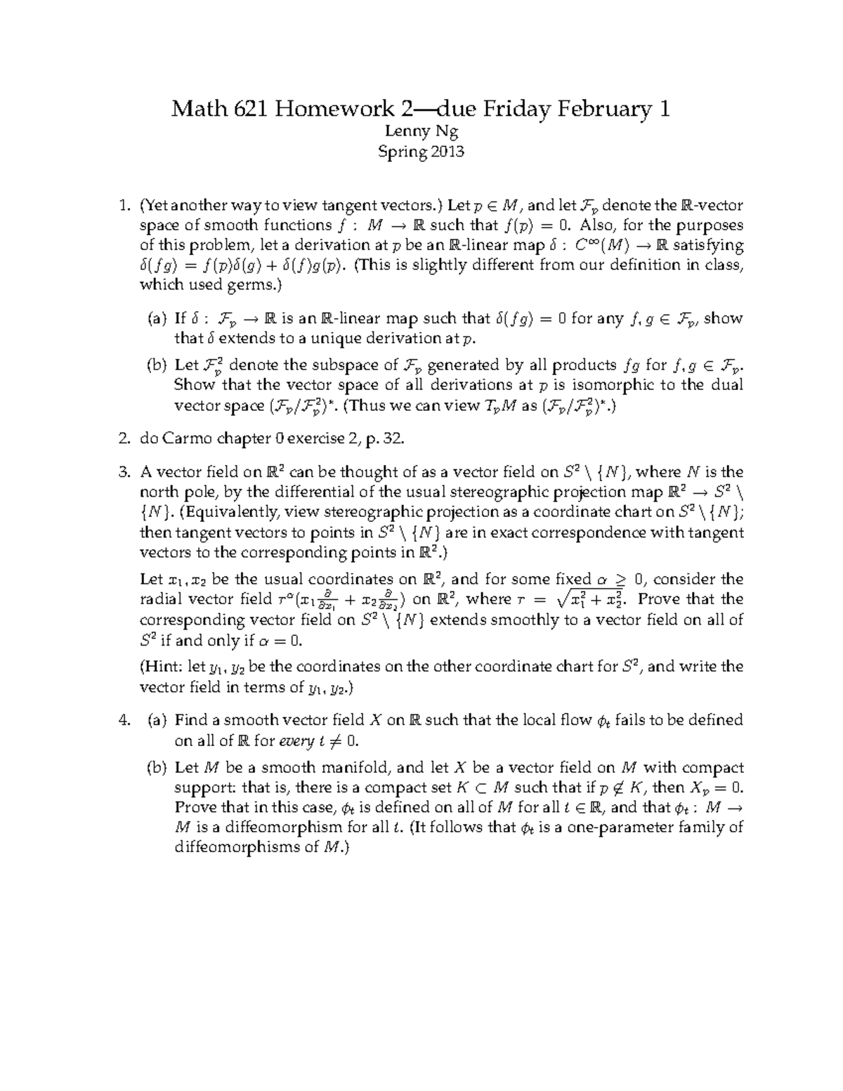 Seminar assignments - And solutions - Math 621 Homework 2—due Friday ...