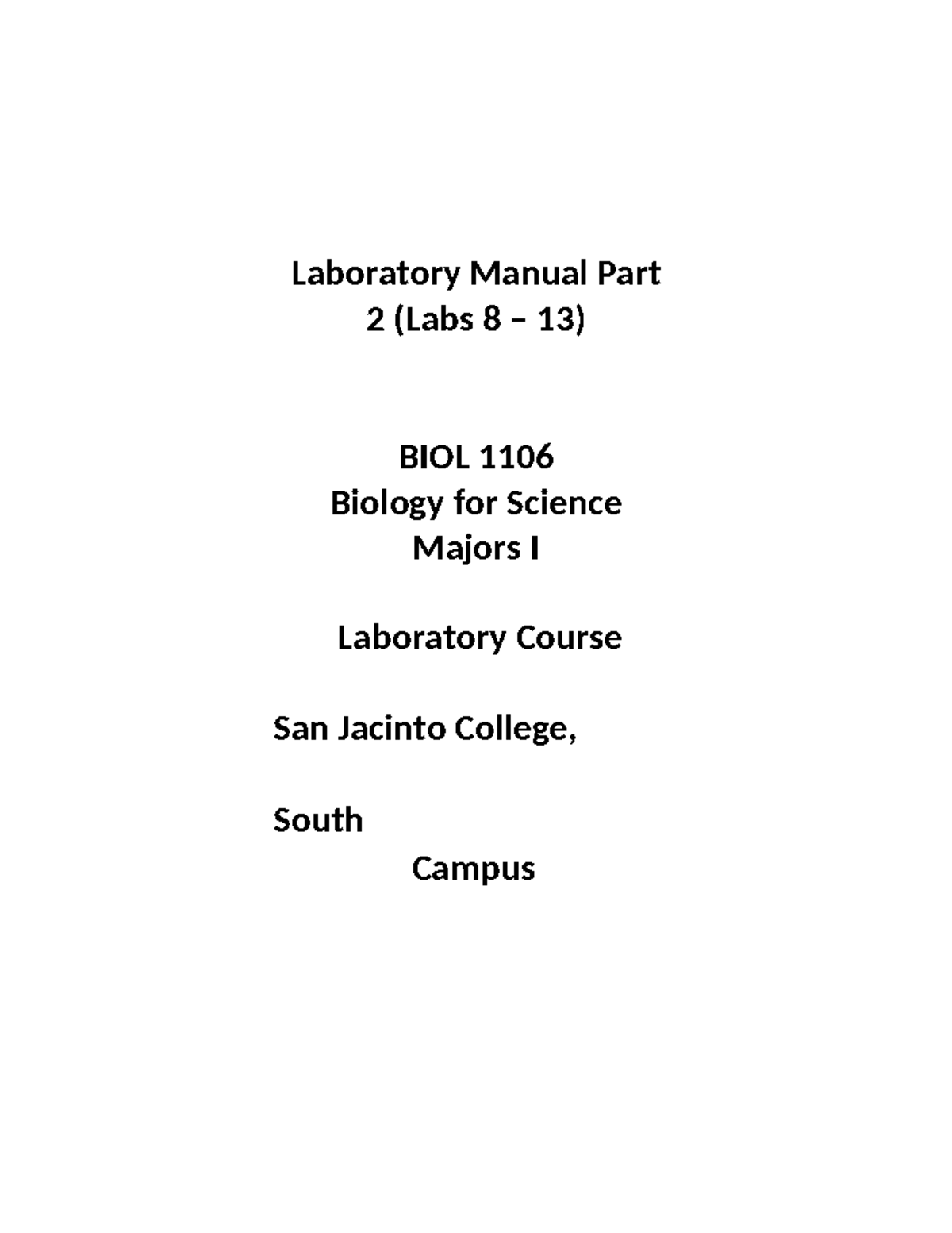 Bio 1 Lab Manual update (part 2) - Laboratory Manual Part 2 (Labs 8 ...