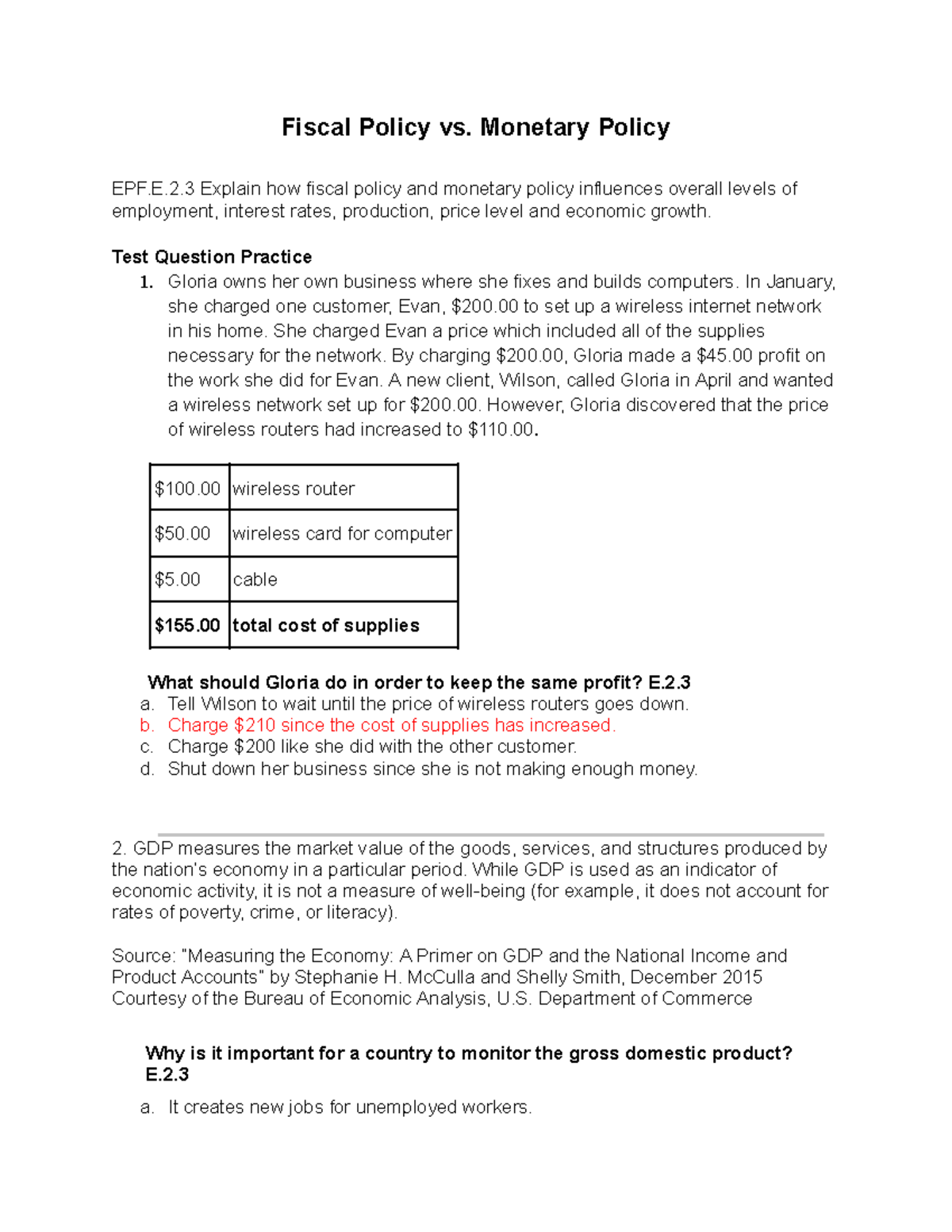 Cindy Nguyen - Fiscal Policy vs. Monetary Policy - Fiscal Policy vs ...