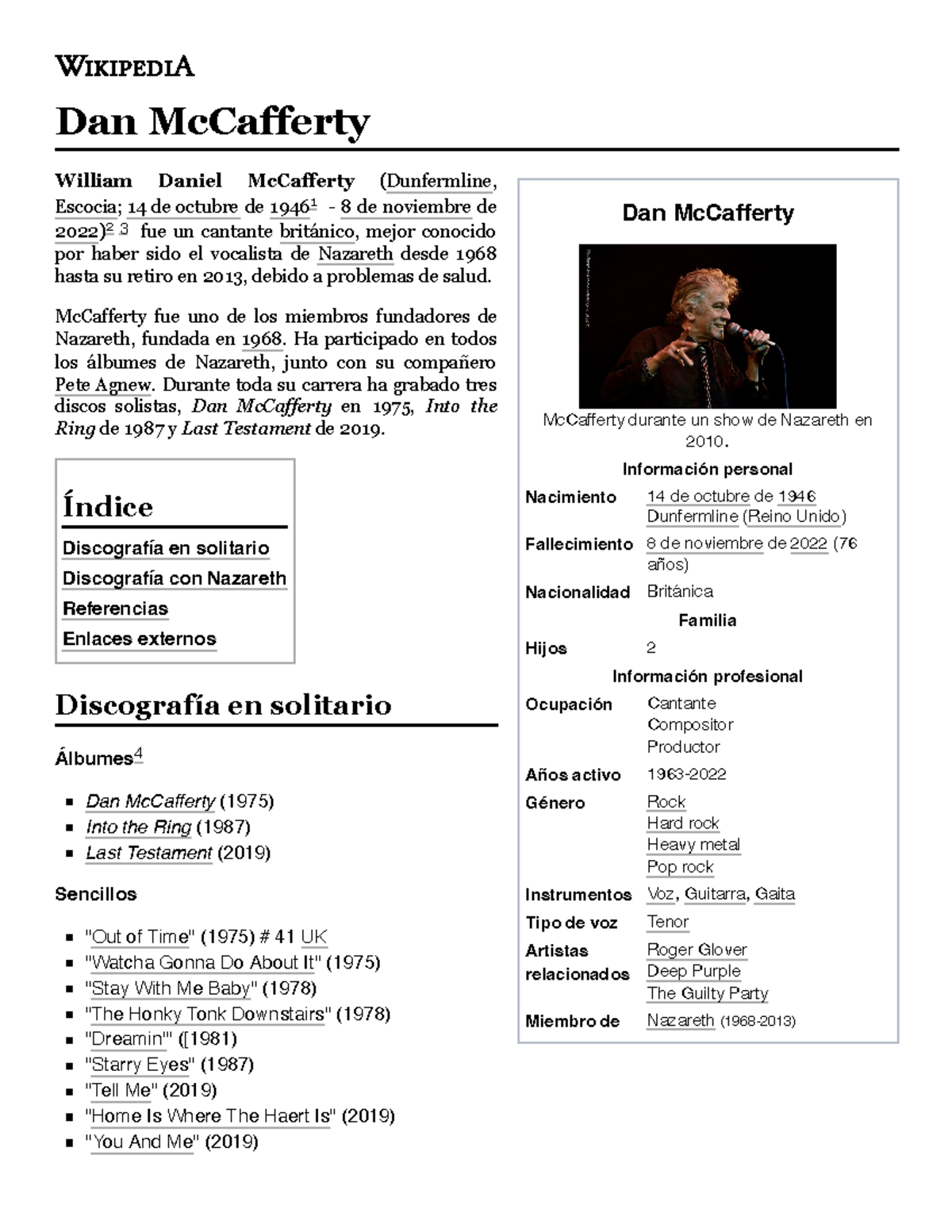 Dan Mc Cafferty - Dan - Dan McCafferty McCafferty durante un show de ...