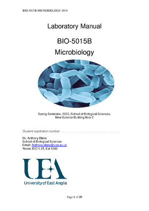 Microbiology lab report - BIO-5015B Microbiology 1 The survival counts ...