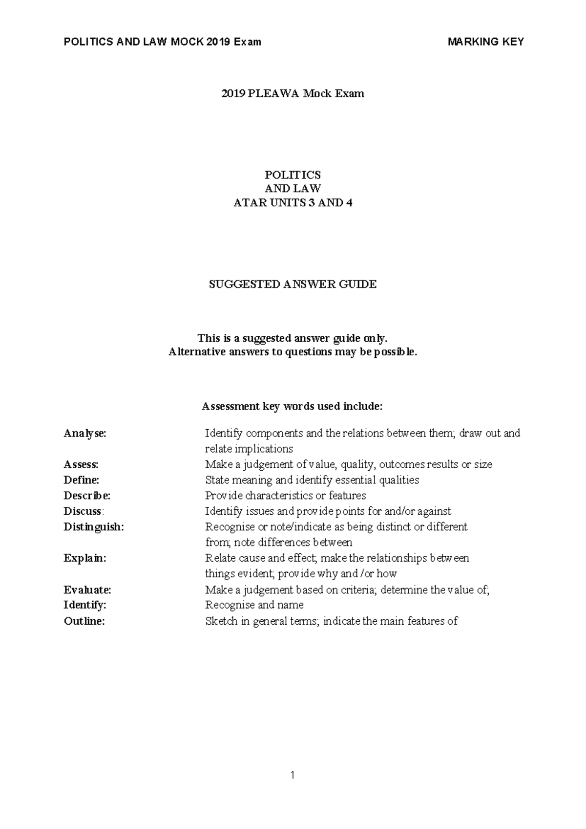 2019 Pleawa-Mock-Exam-Answer-Guide copy - 2019 PLEAWA Mock Exam ...