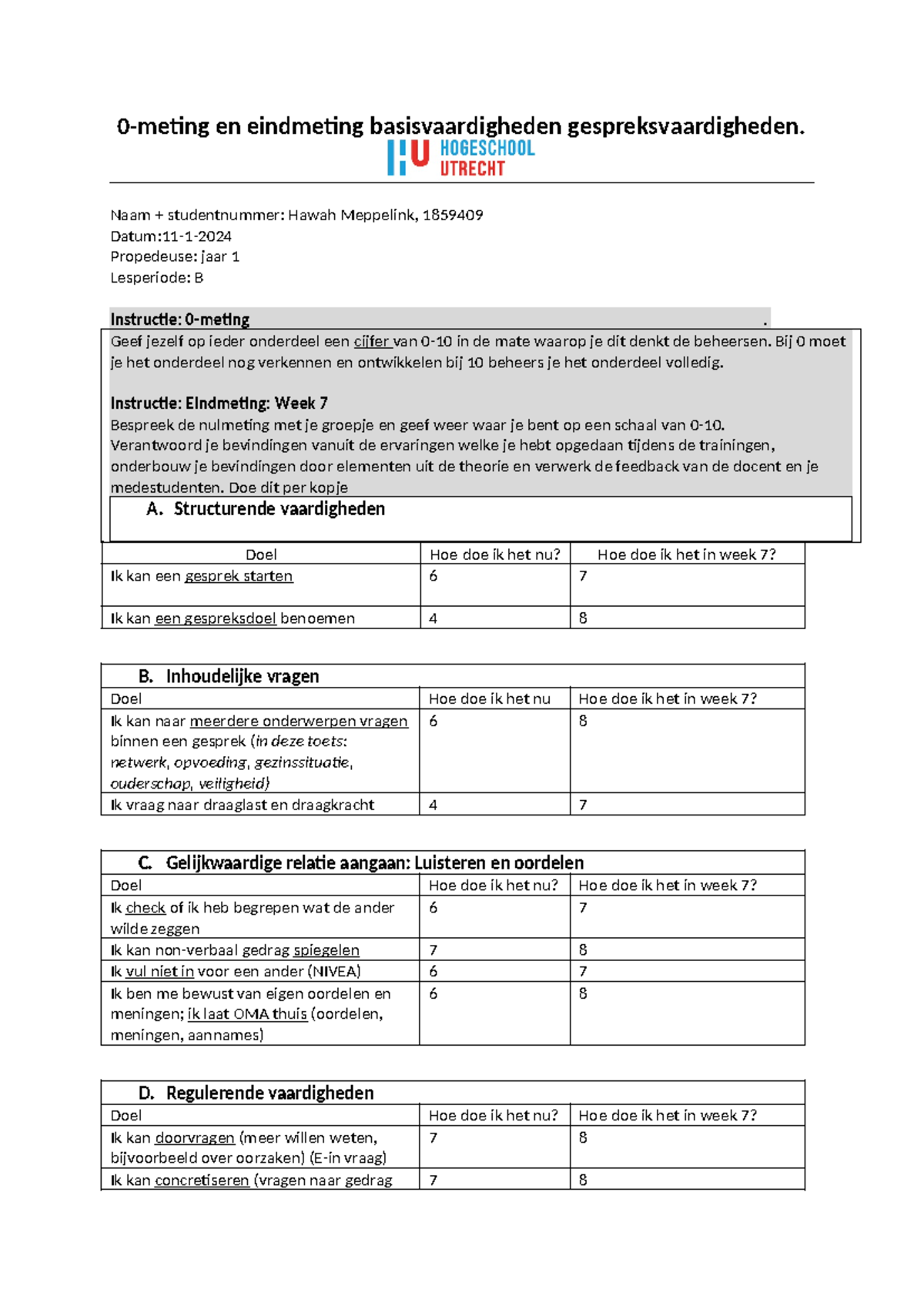 0-meting voor gespreksvaardigheden. - 0-meting en eindmeting ...