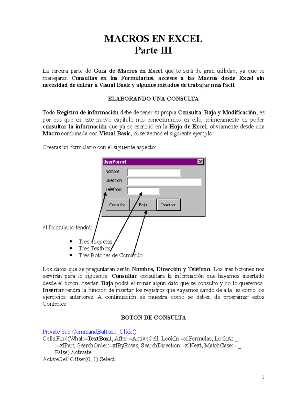 Guia Macros de Excel III - MACROS EN EXCEL Parte III La tercera parte ...