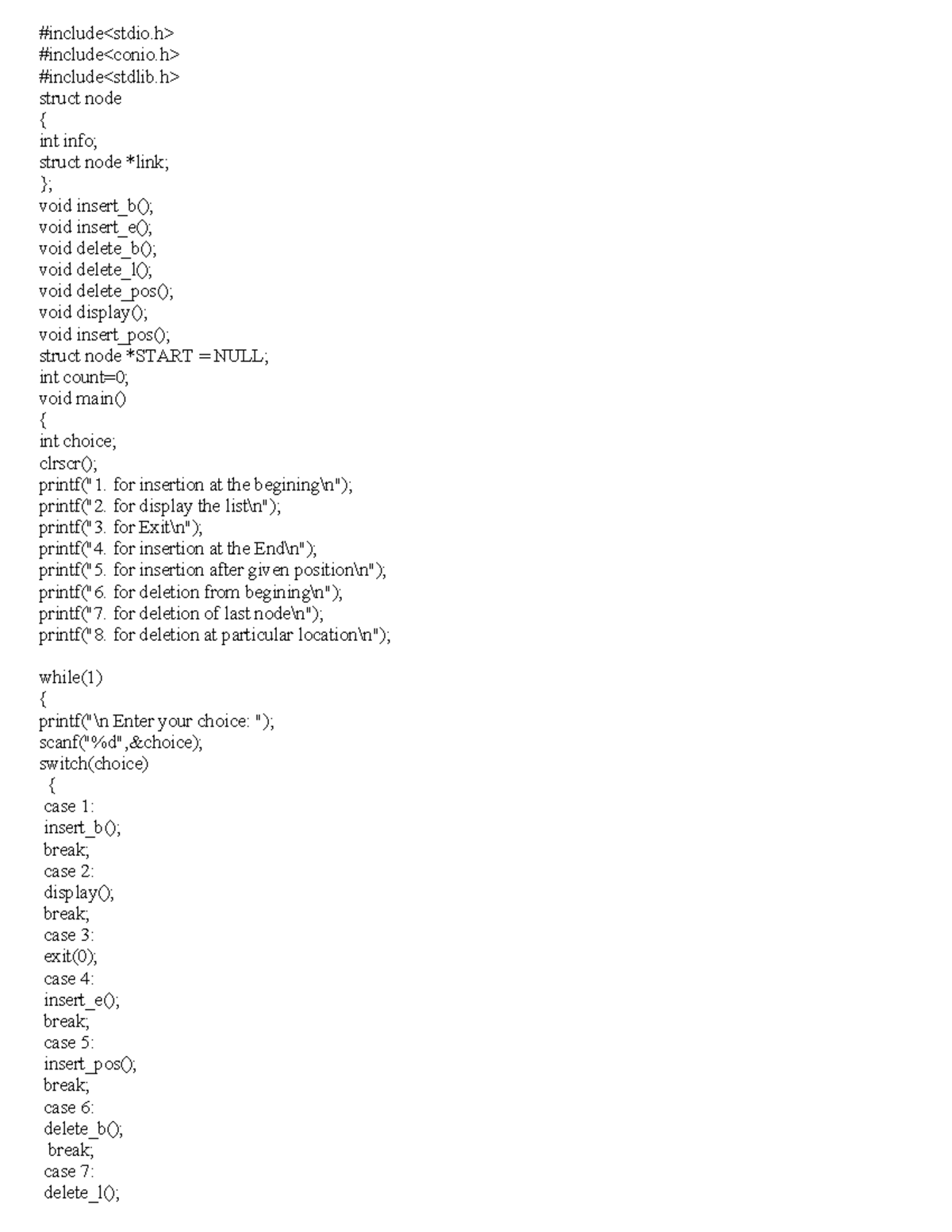 Linked List Include Include Include Struct Node Int Info Struct 9512