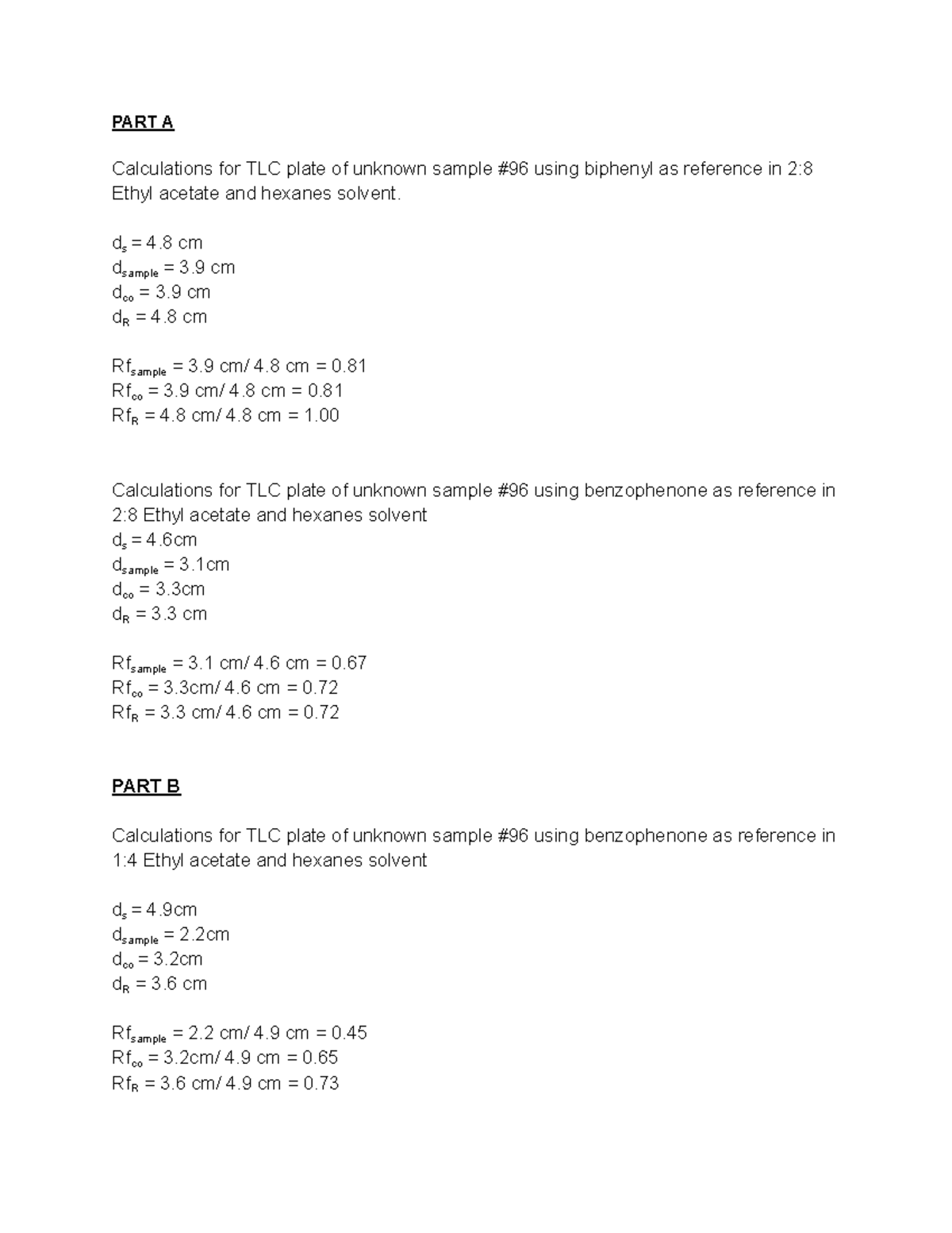 Calculations - ds = 4 cm dsample = 3 cm dco = 3 cm dR = 4 cm Rfsample ...