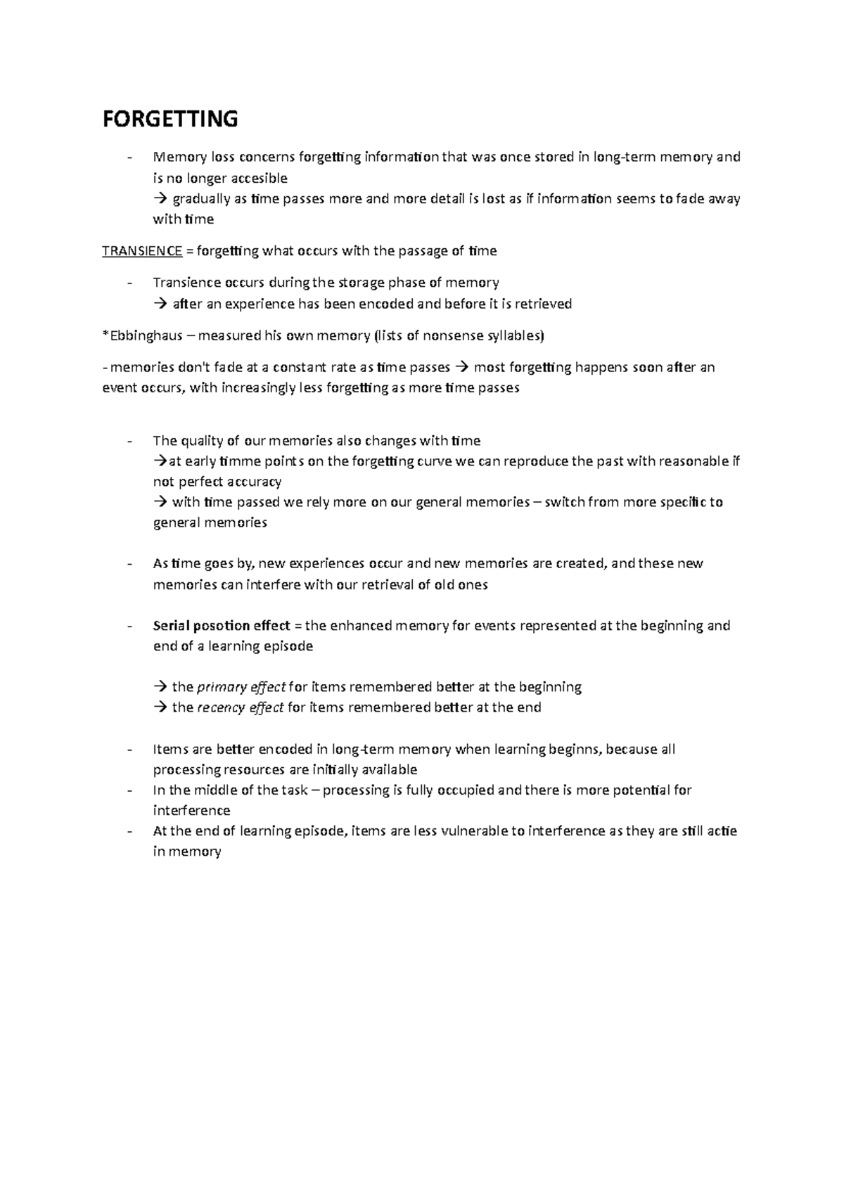 3 Forgetting - Lecture notes 3 - PSYU911 - Stirling - Studocu