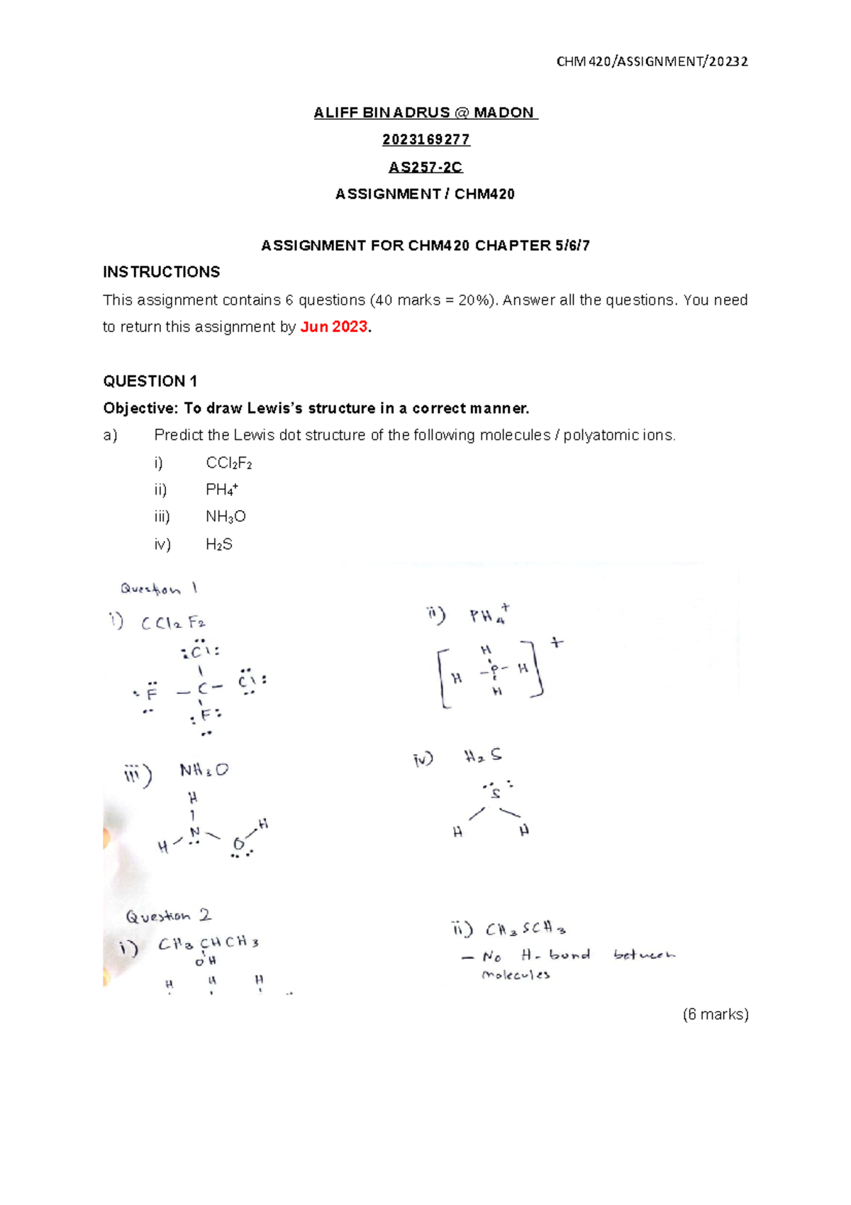Assignment chm mandatory - ALIFF BIN ADRUS @ MADON 2023169277 AS257-2C ...