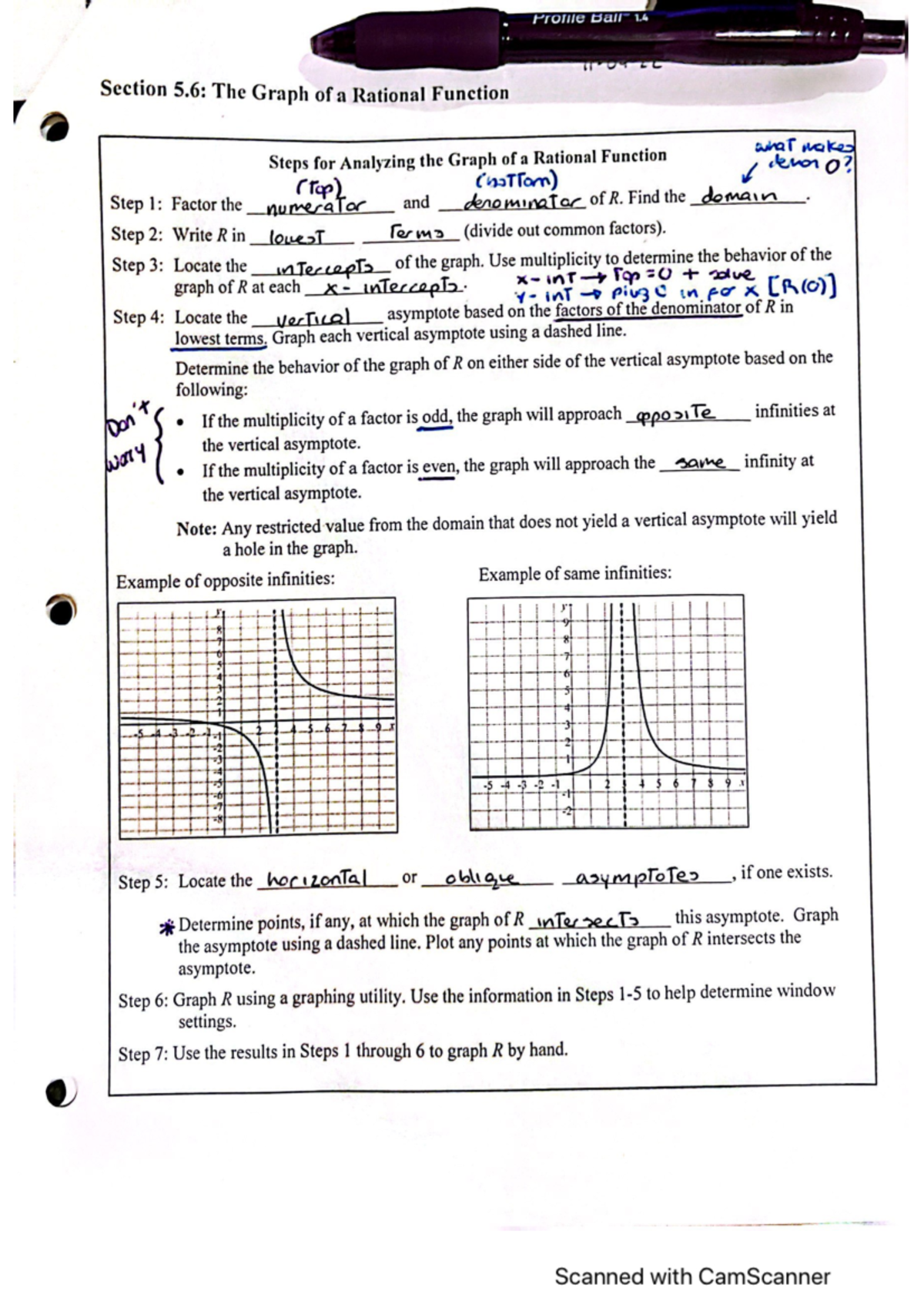 Math 131 Section 5.6 - Section 5: The Graph of a Rational Function ...