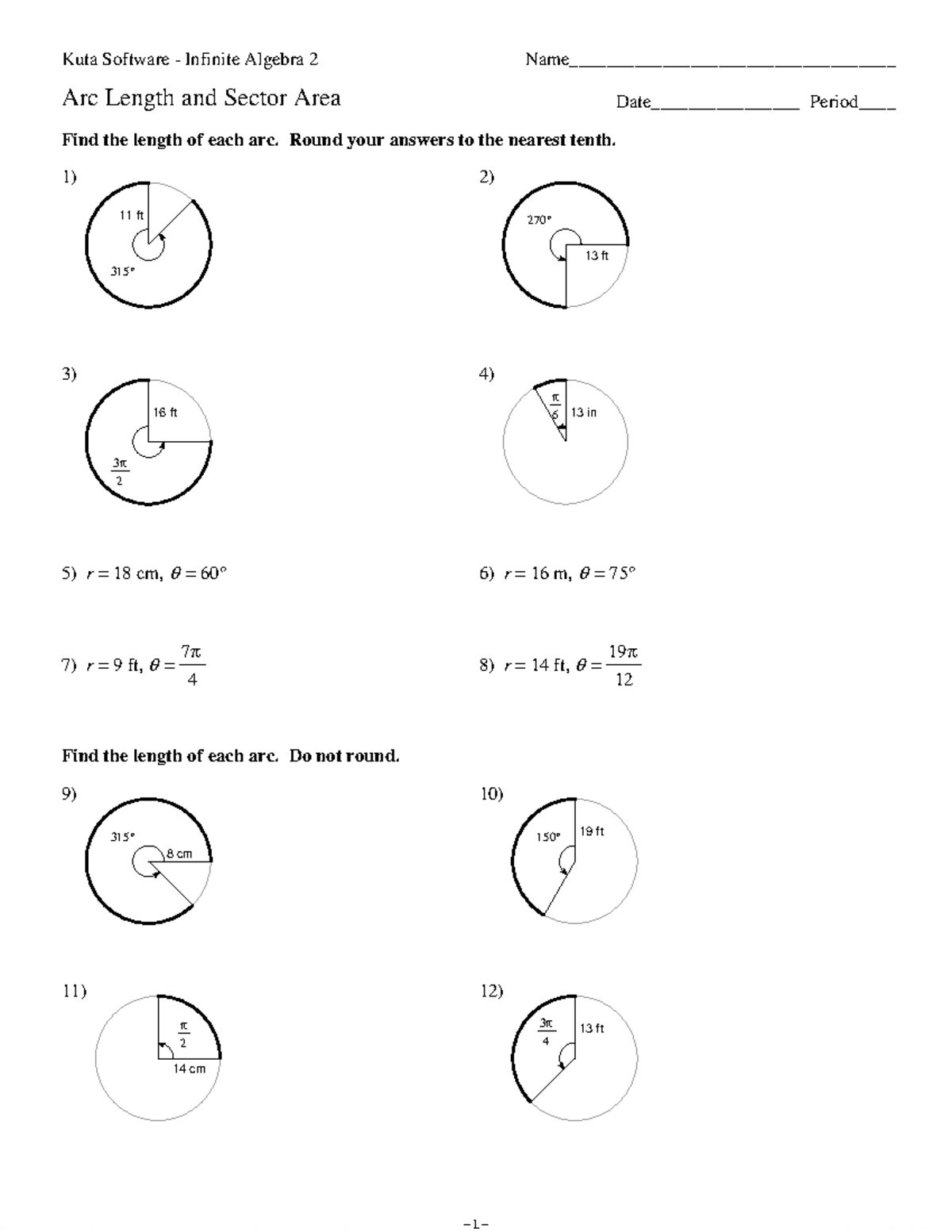 Arc Length and Sector Area - © 8 a 260 k 121 G pKluytrax MSIoAfqtiwpa 3 ...