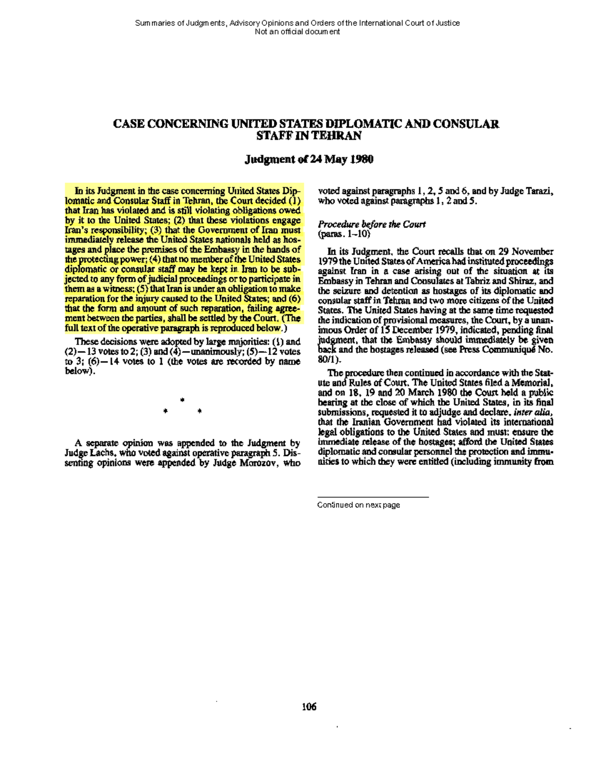 Teheran Hostages - CASE CONCERNING UNITED STATES DIPLOMATIC AND ...