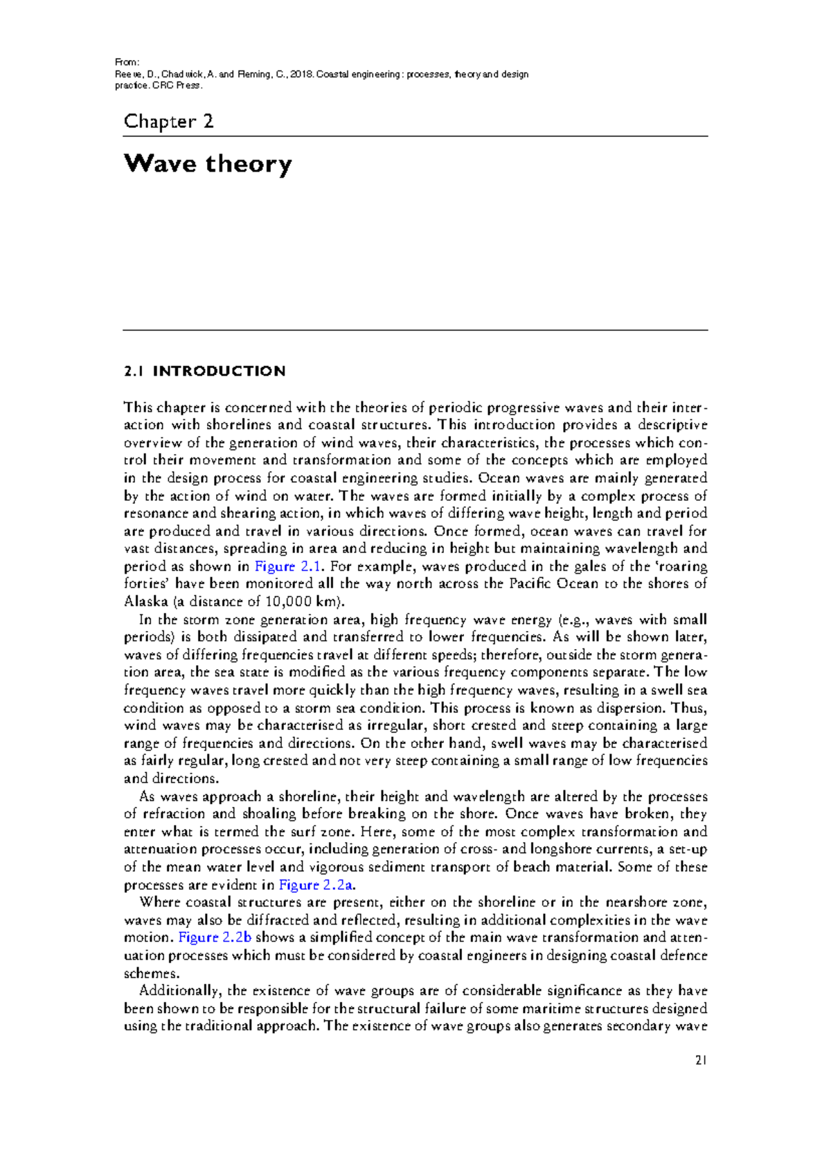 Reading Topic 09 2022 - 21 Chapter 2 Wave theory ####### 2 INTRODUCTION This chapter is ...