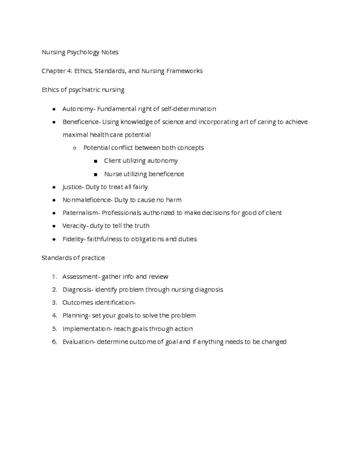 Nursing Psychology Notes - Nursing Psychology Notes Chapter 4: Ethics ...