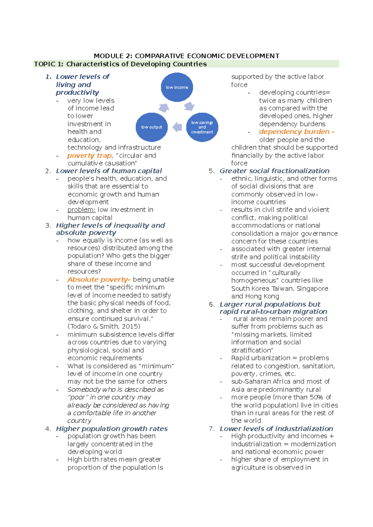 Econdev Module 2 Notes - COMPARATIVE ECONOMIC DEVELOPMENT - MODULE 2 ...