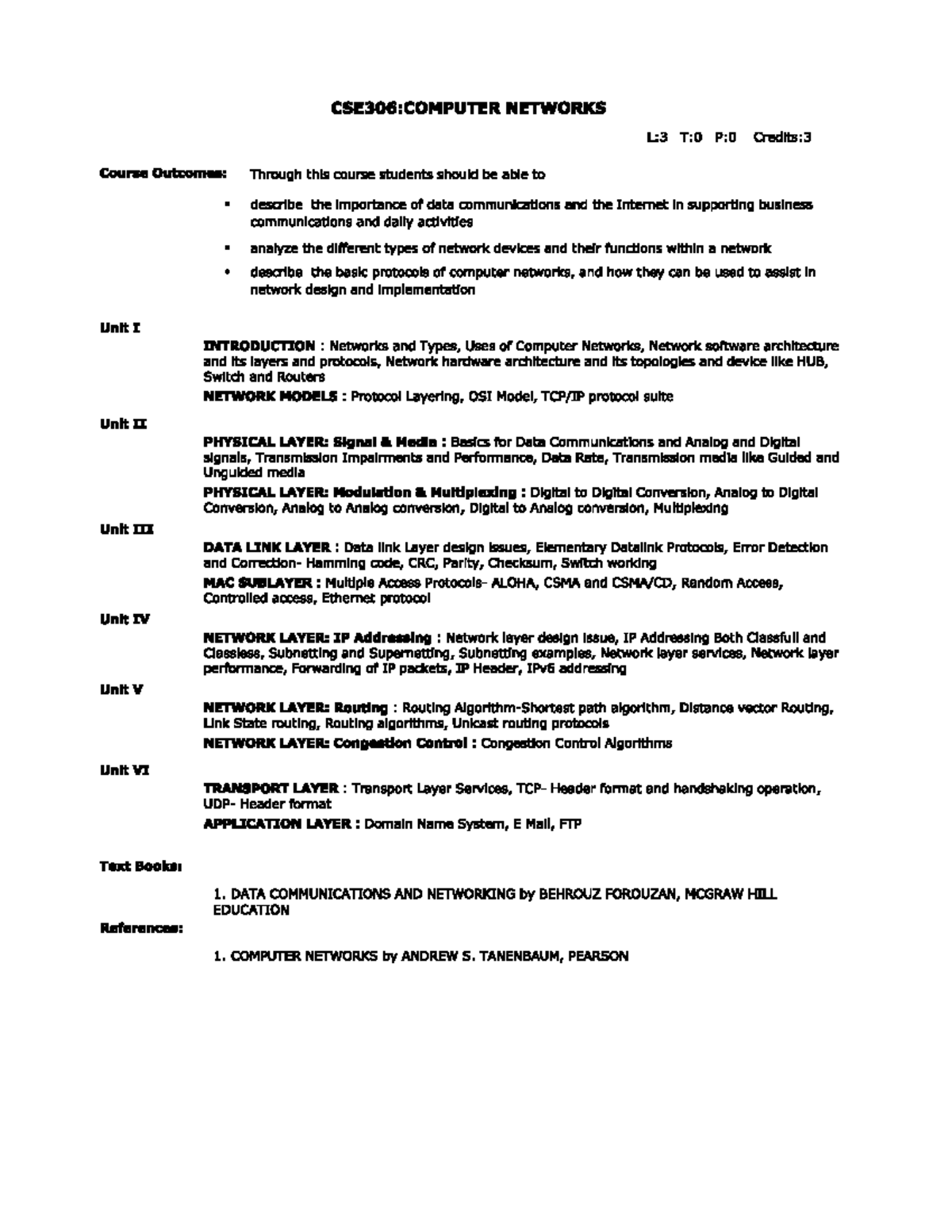 CSE306 syllabus - computer network class ppt - Computer Networks - Studocu