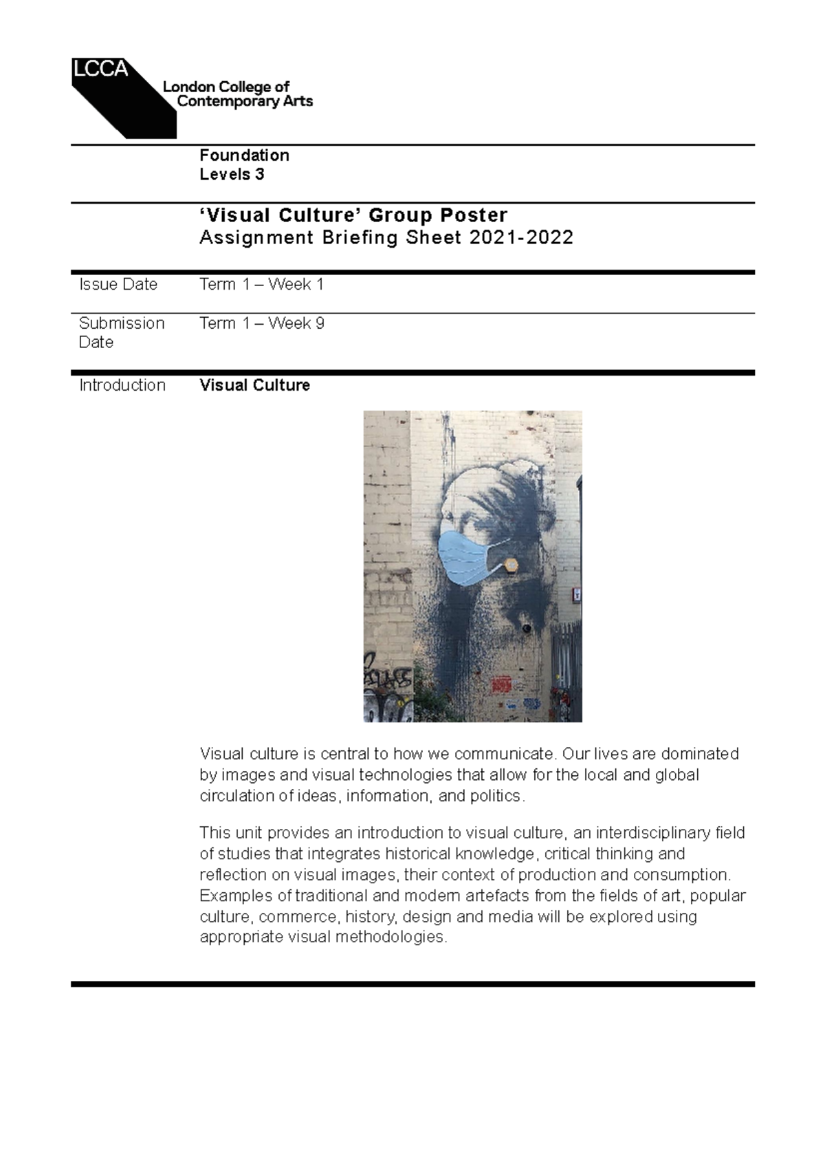 Poster Project Brief - Foundation Levels 3 ‘Visual Culture’ Group ...