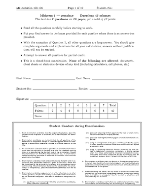 MATH 100 MT1 2023 solutions - Mathematics 100 MT1 Review Package UBC ...