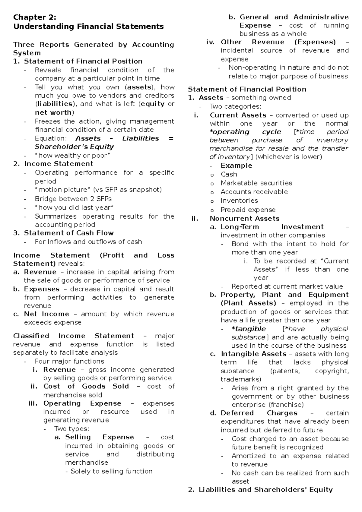 Chapter 2. Understanding the Financial Statement - Chapter 2 ...