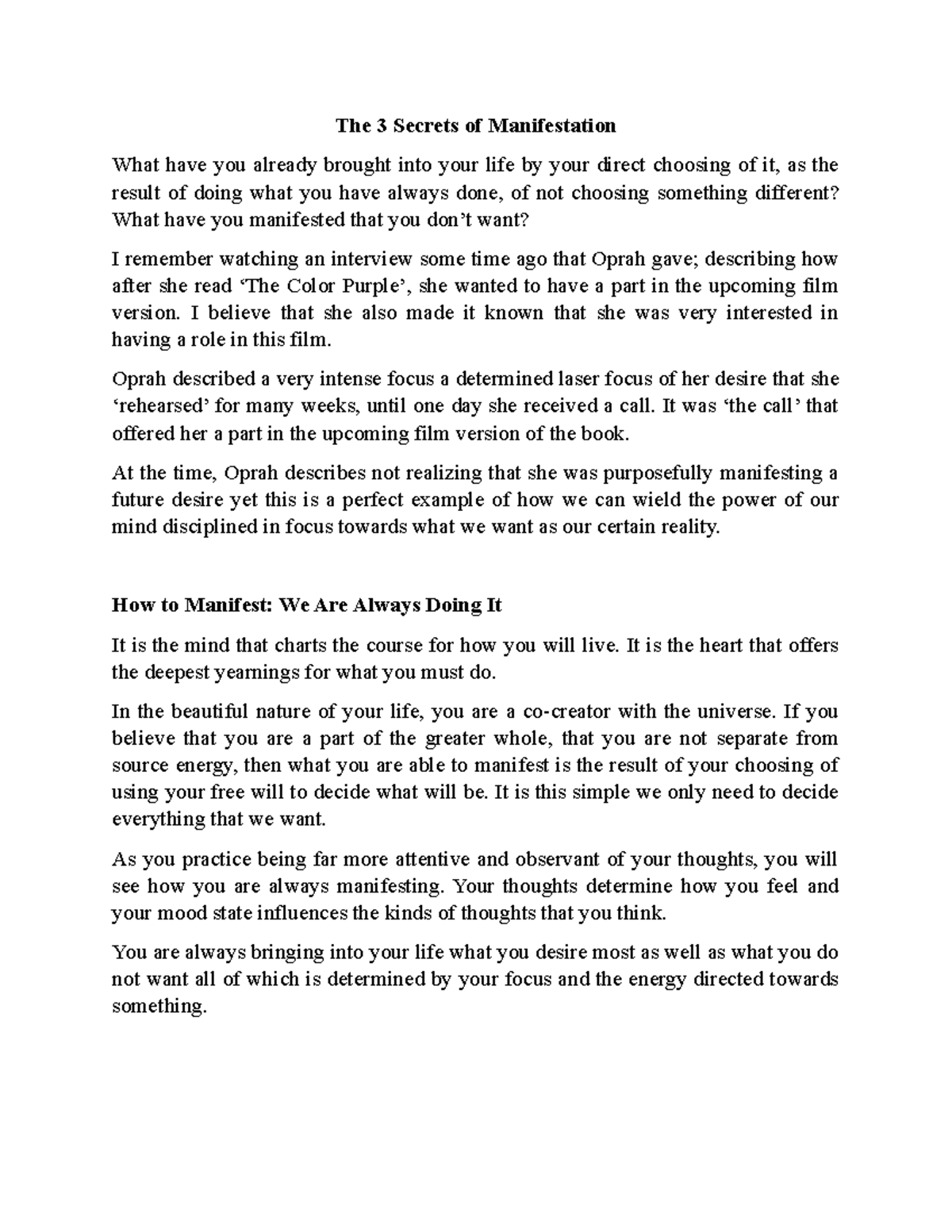 The 3 Secrets of Manifestation - The 3 Secrets of Manifestation What ...