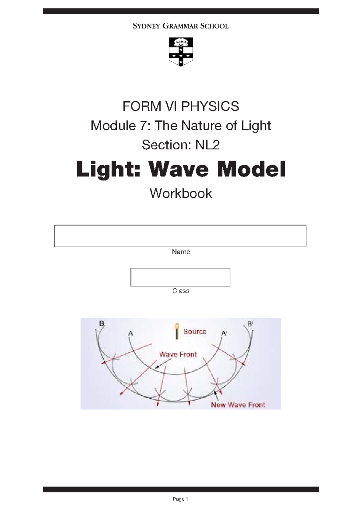 7NL2a The Wave Model - physics questions for practice - FORM VI PHYSICS ...