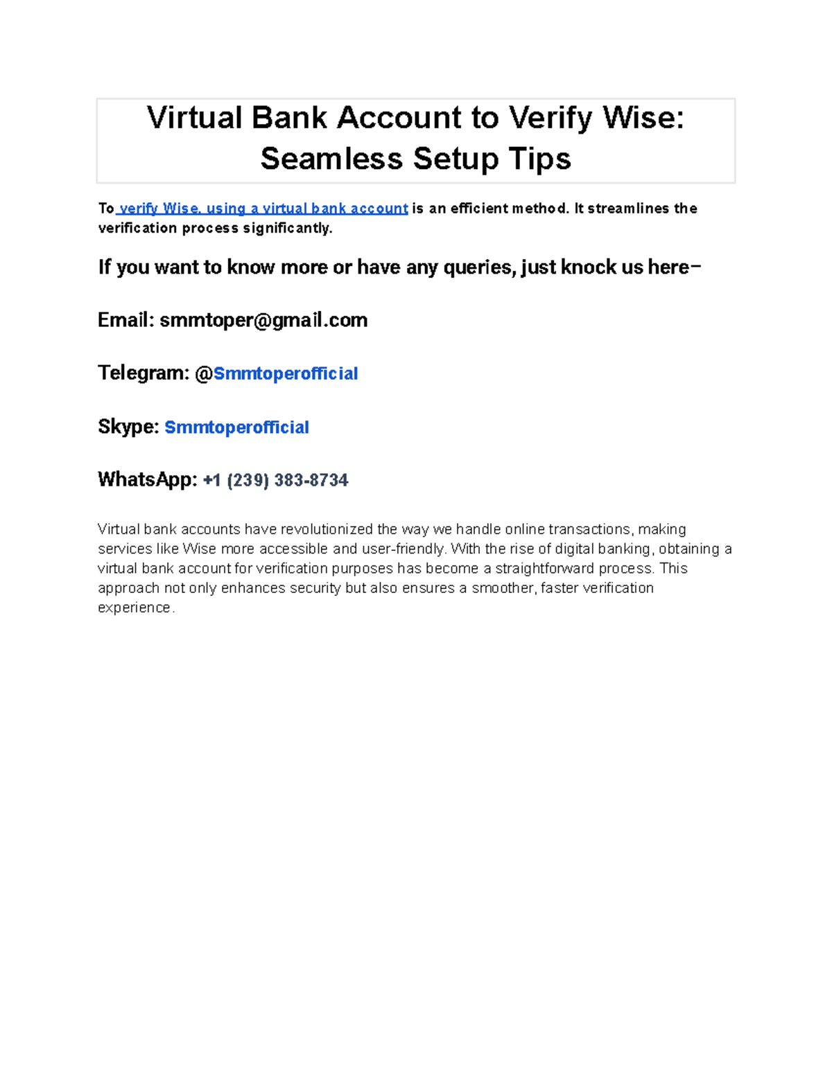 How to verify bank account on Wise business - Virtual Bank Account to ...