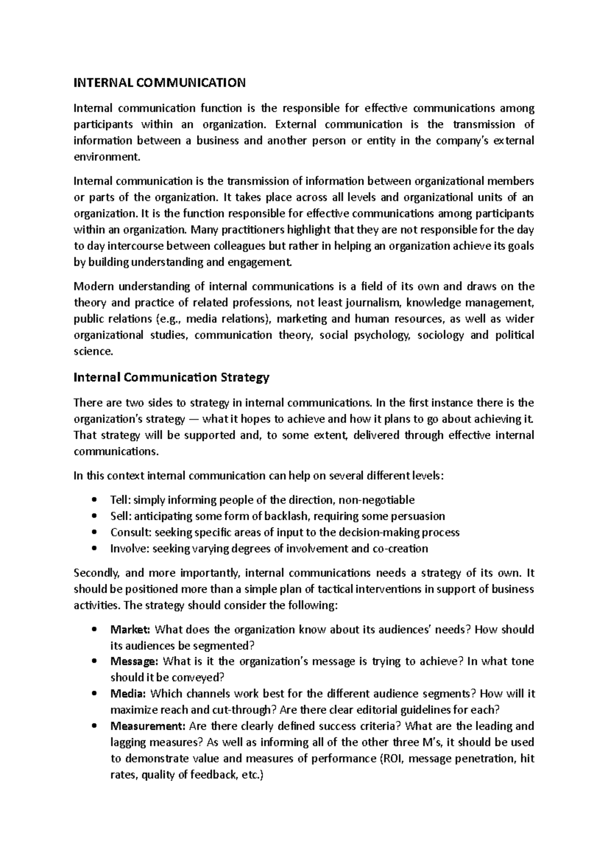 Internal Communication - INTERNAL COMMUNICATION Internal communication ...