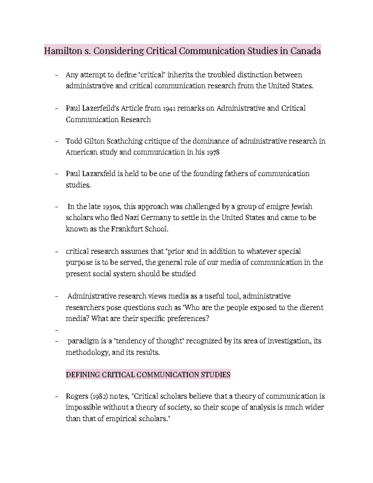 Hamilton s - Summary Introduction to Communication Studies - Hamilton s ...