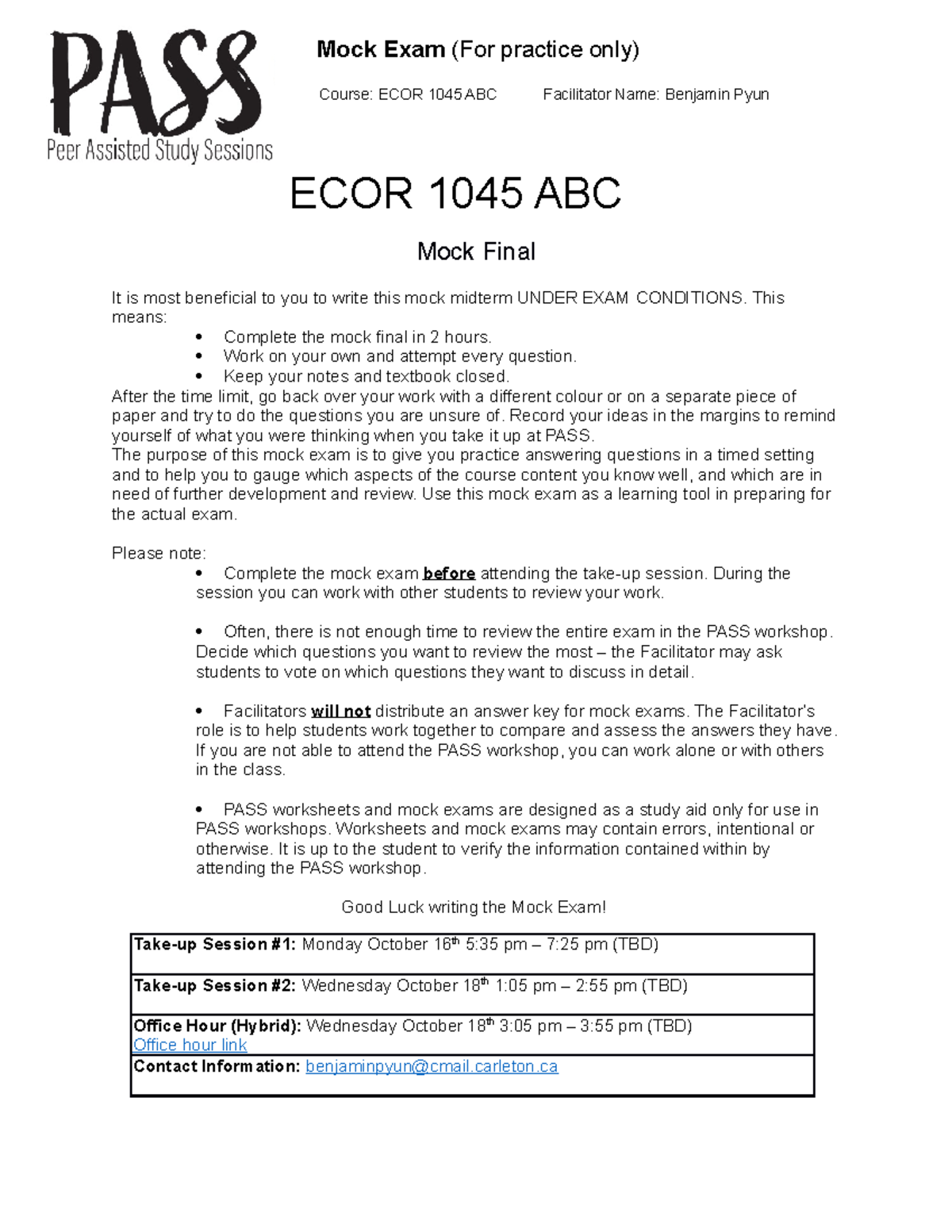 ECOR 1045 ABC - Mock Final 1 - ECOR 1045 ABC Mock Final It is most ...
