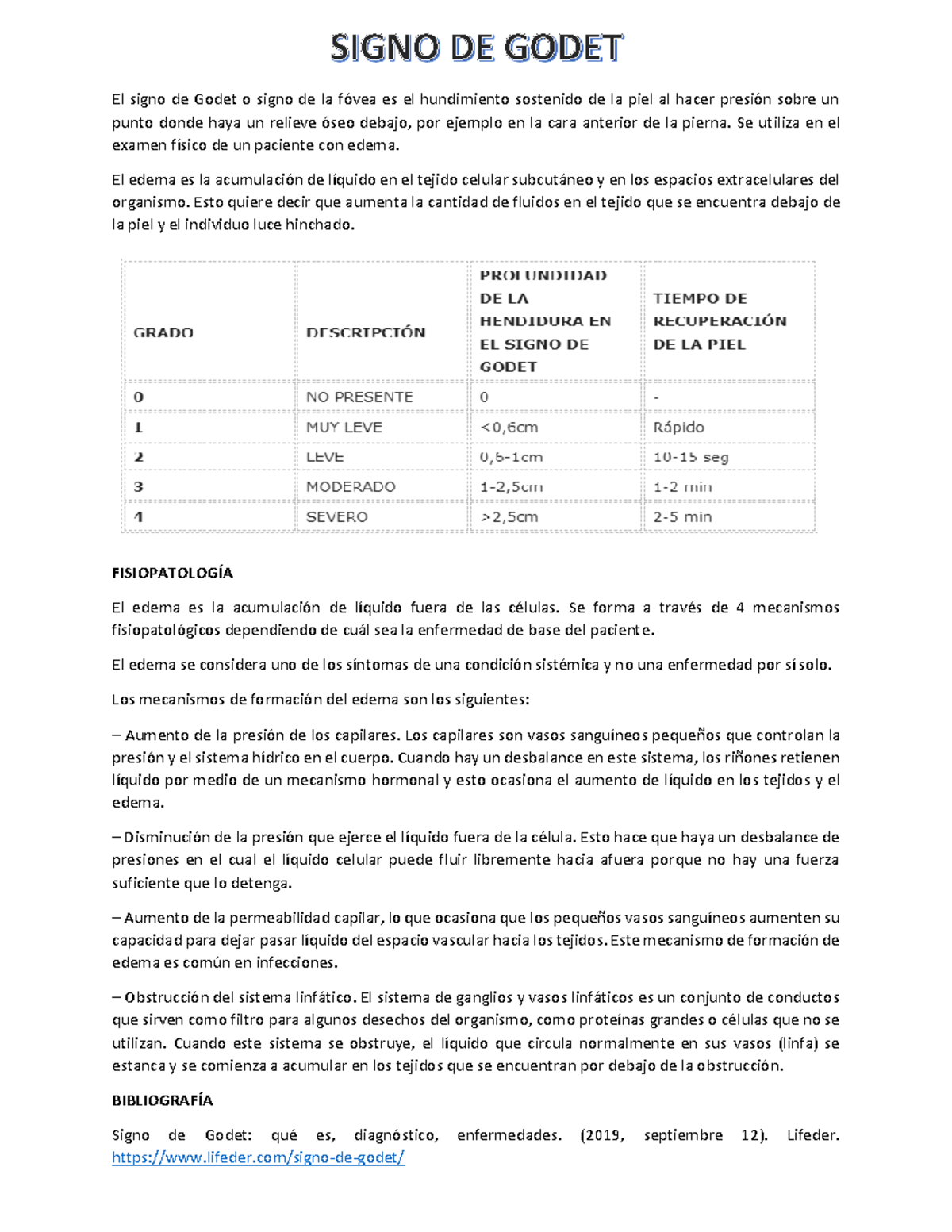 Descripción del Signo de Godet - El signo de Godet o signo de la fóvea ...