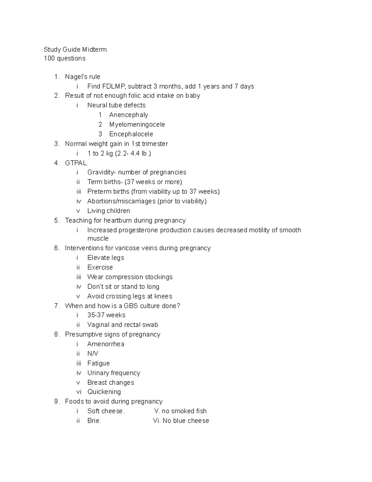 Midterm study guide KKK - Study Guide Midterm 100 questions Nagel’s ...