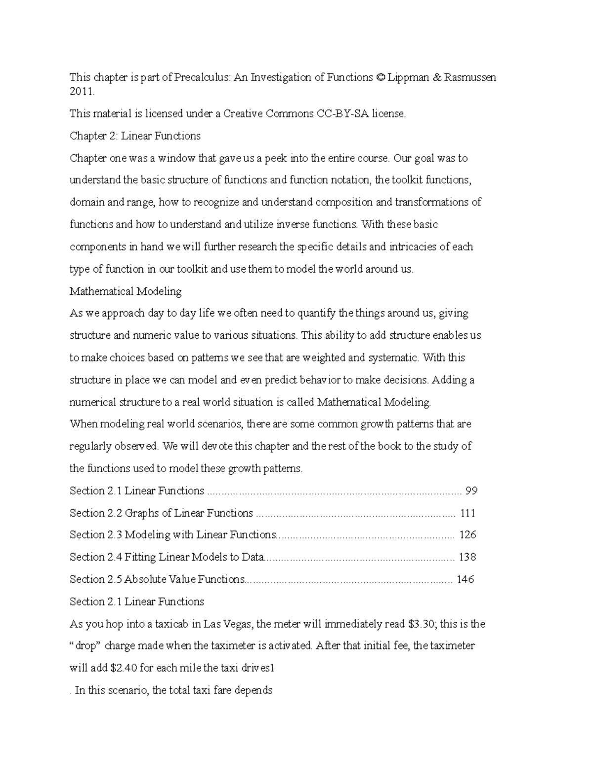 Chapter 2 Linear Functions notes - This chapter is part of Precalculus ...