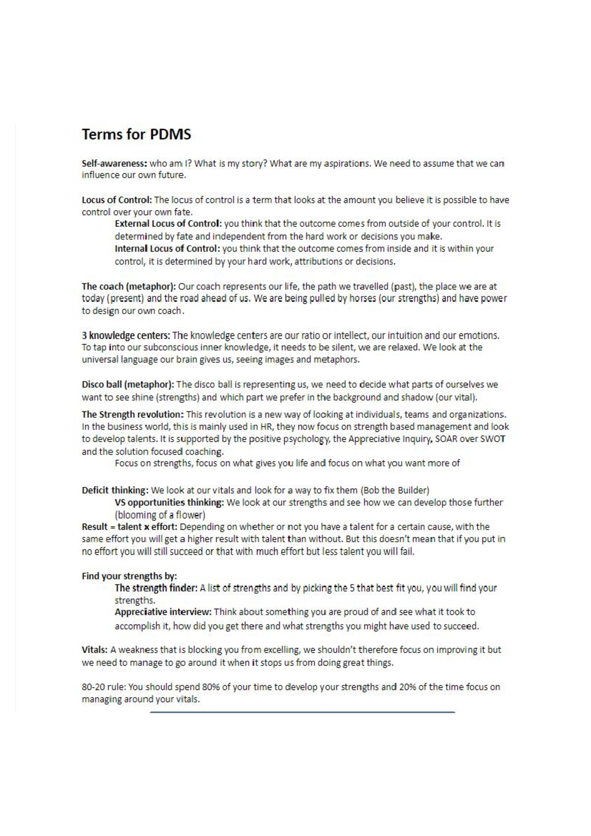 Terms for the course of PDMS helpful for students - PDMS - personal ...