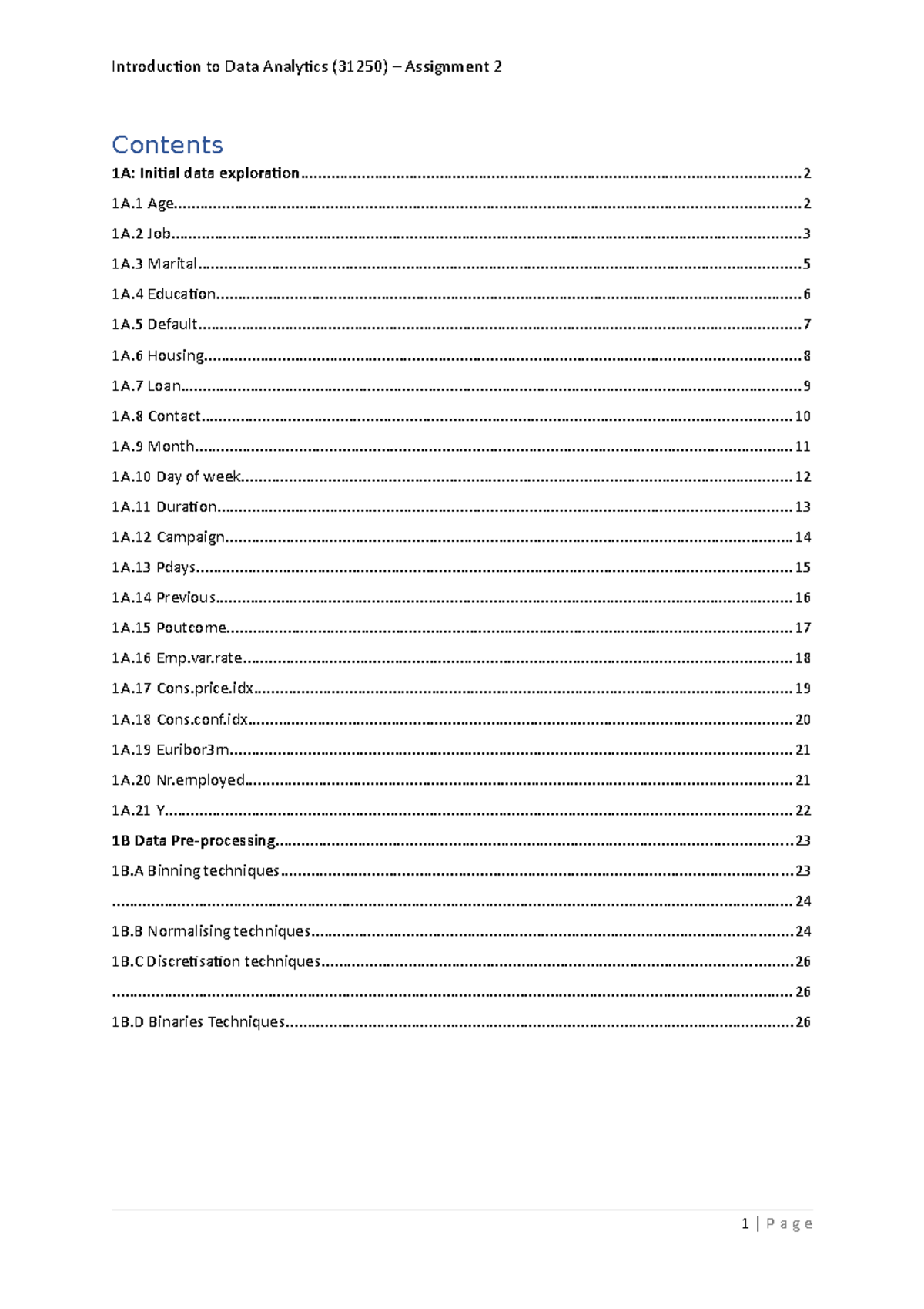 IDA - A2 - Second Assignment - Contents 1A: Initial data exploration - Studocu