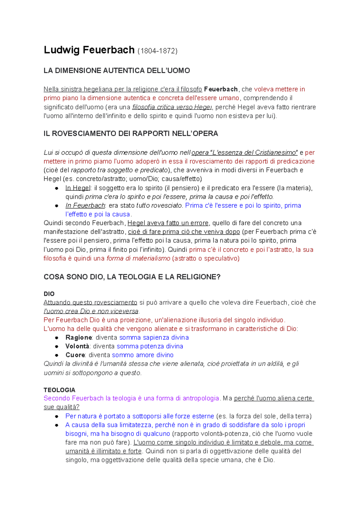 Il pensiero del filosofo Ludwig Feuerbach - Ludwig Feuerbach (1804-1872 ...