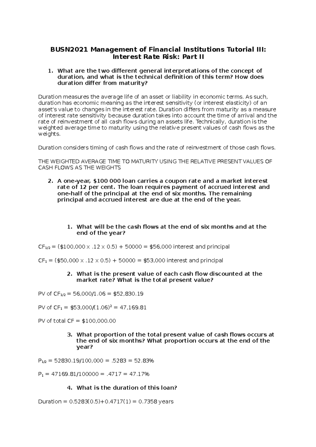 Tutorial Three BUSN2021 Management Of Financial Institutions Tutorial Interest Rate Risk Part tutorial-three-busn2021-management-of-financial-institutions-tutorial-interest-rate-risk-part