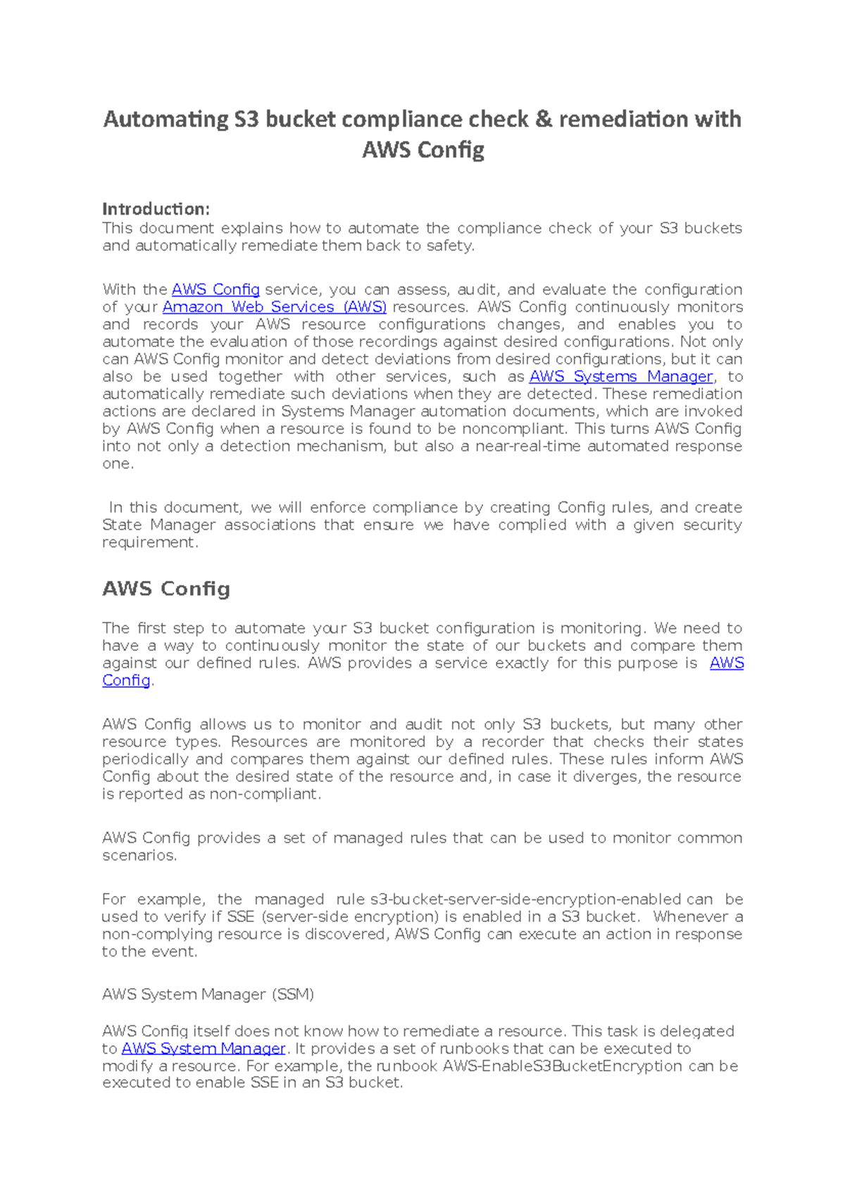 Automating S3 bucket compliance check - With the AWS Config service ...