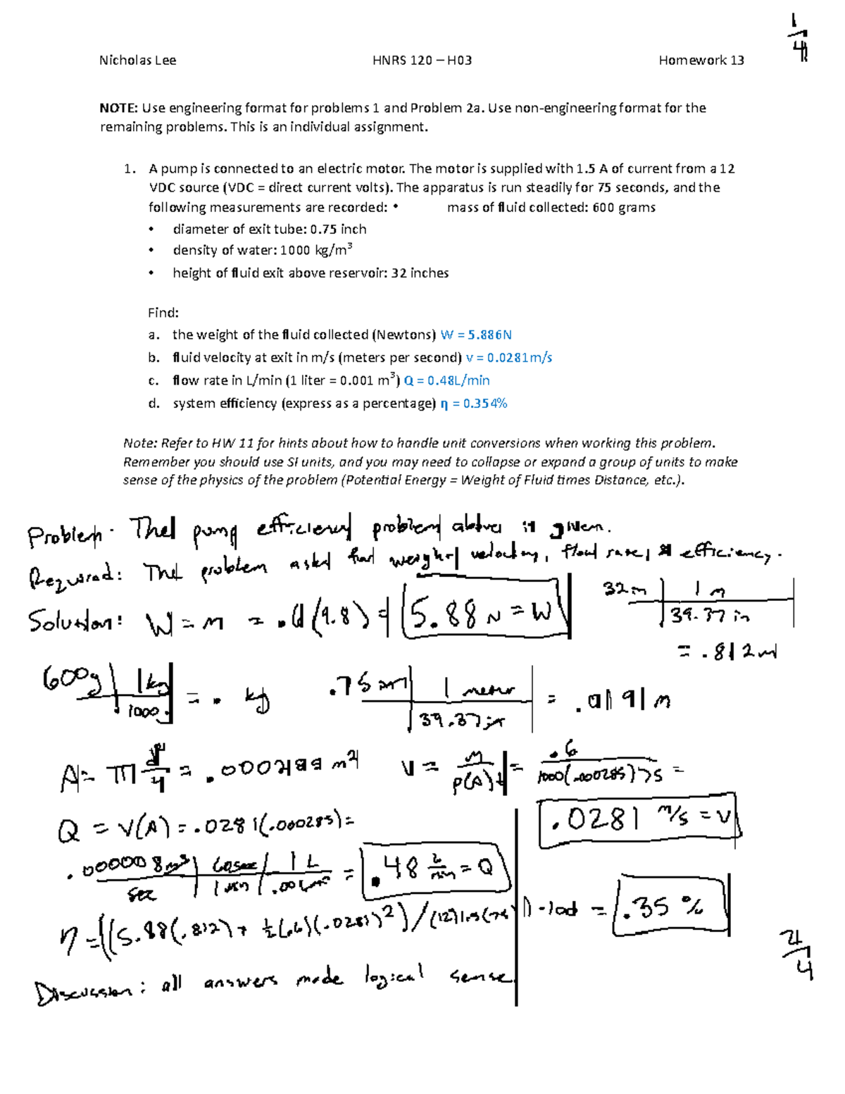 Homework 13 - Nicholas Lee HNRS 120 – H03 Homework 13 NOTE: Use ...