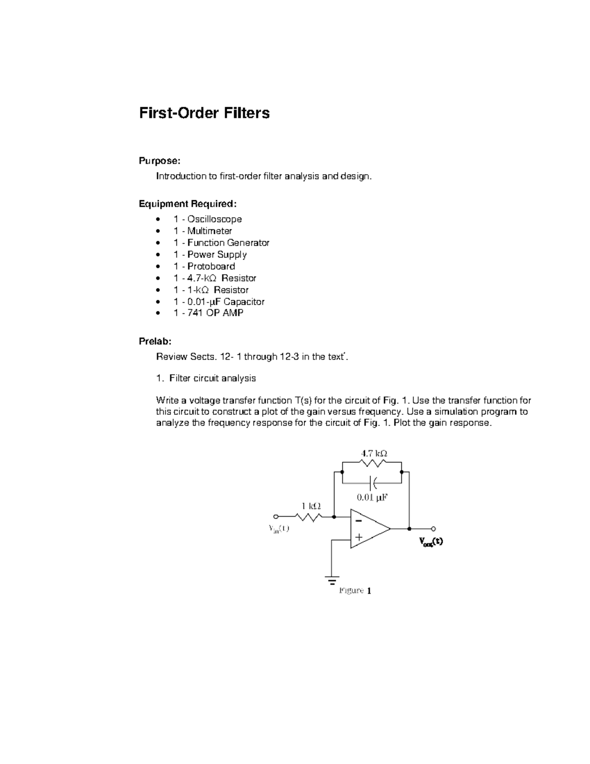 First order filters - First-Order Filters Purpose: Introduction to ...