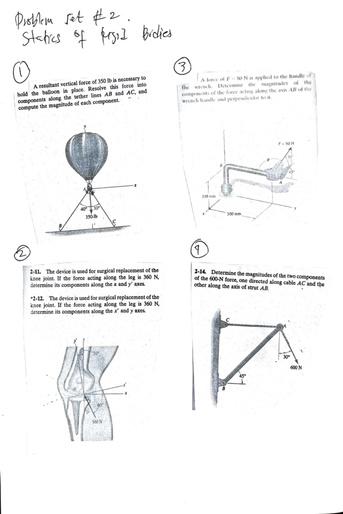 Prob-set - Statics of Rigid Bodies - (0. f of 350 lb is necessary to A ...