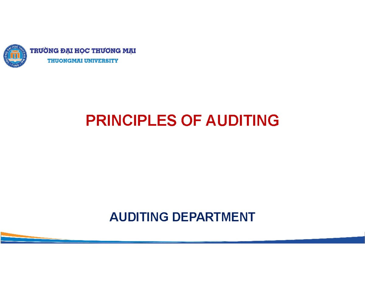 Principles of Auditing - PRINCIPLES OF AUDITING AUDITING DEPARTMENT ...