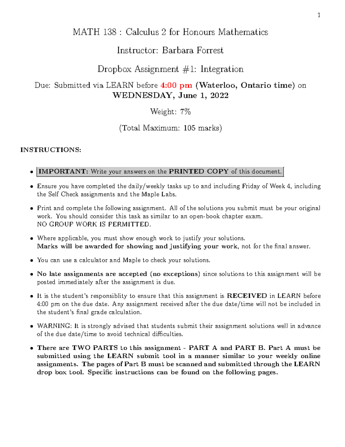 138 Dropbox 1 - 1 MATH 138 : Calculus 2 for Honours Mathematics ...