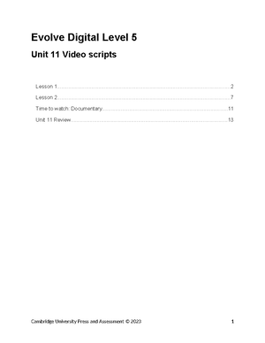 Evolve Digital Level 5 Unit 5 Video scripts - Unit 5 Video scripts Evolve Digital Level Lesson ...