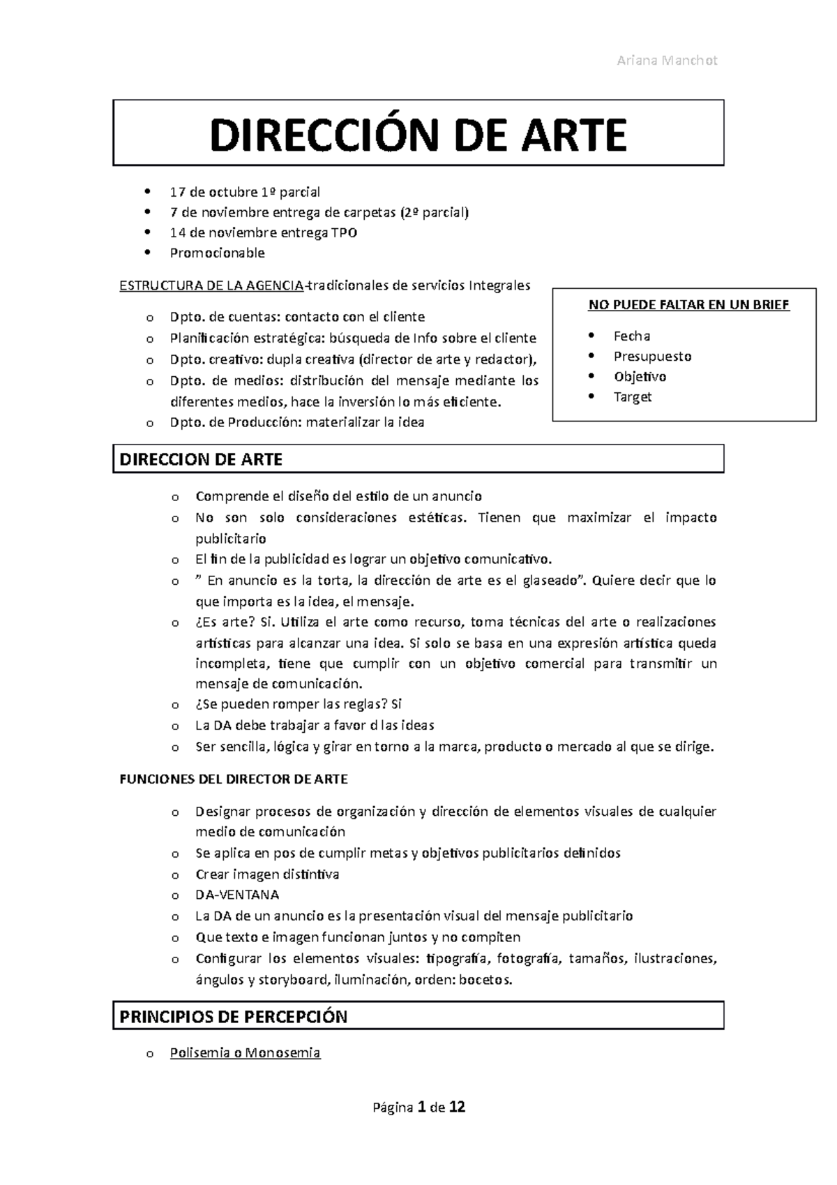 Direccion DE ARTE - Resumen - DIRECCIÓN DE ARTE 17 de octubre 1º ...